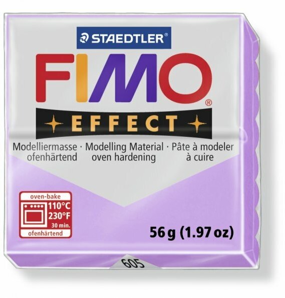 Полимерная глина FIMO Effect, запекаемая в печке, 56 г, пастельно-лиловая (FIMO8020-605)