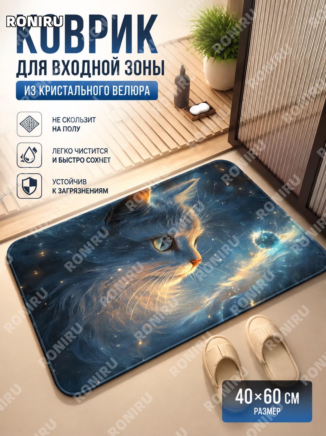 Коврик для кошек из хрустального плюша SYT-MRM-7 40×60 см, полиэстер, напольный коврик для дома и прихожей уют