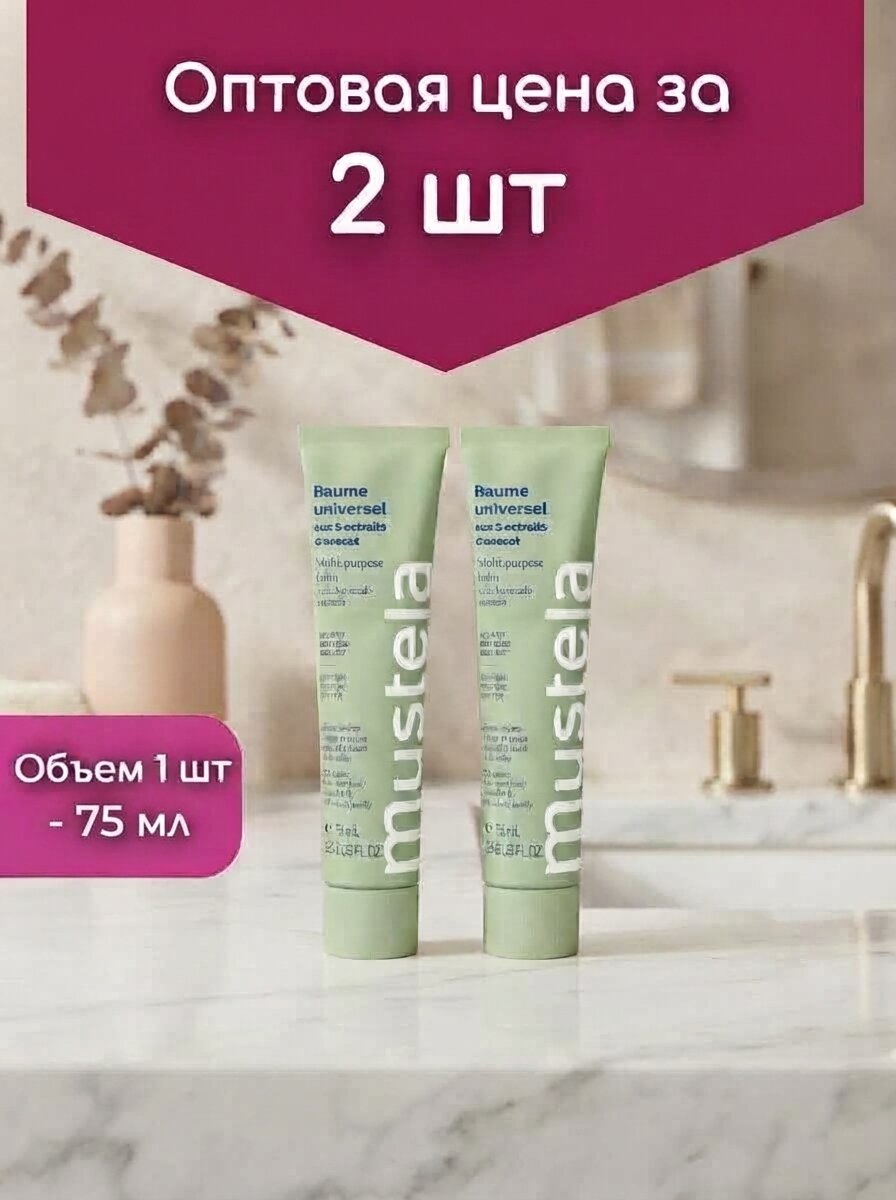 Оптом 2 шт. Бальзам крем Mustela baume universel для кожи 75 мл универсальный