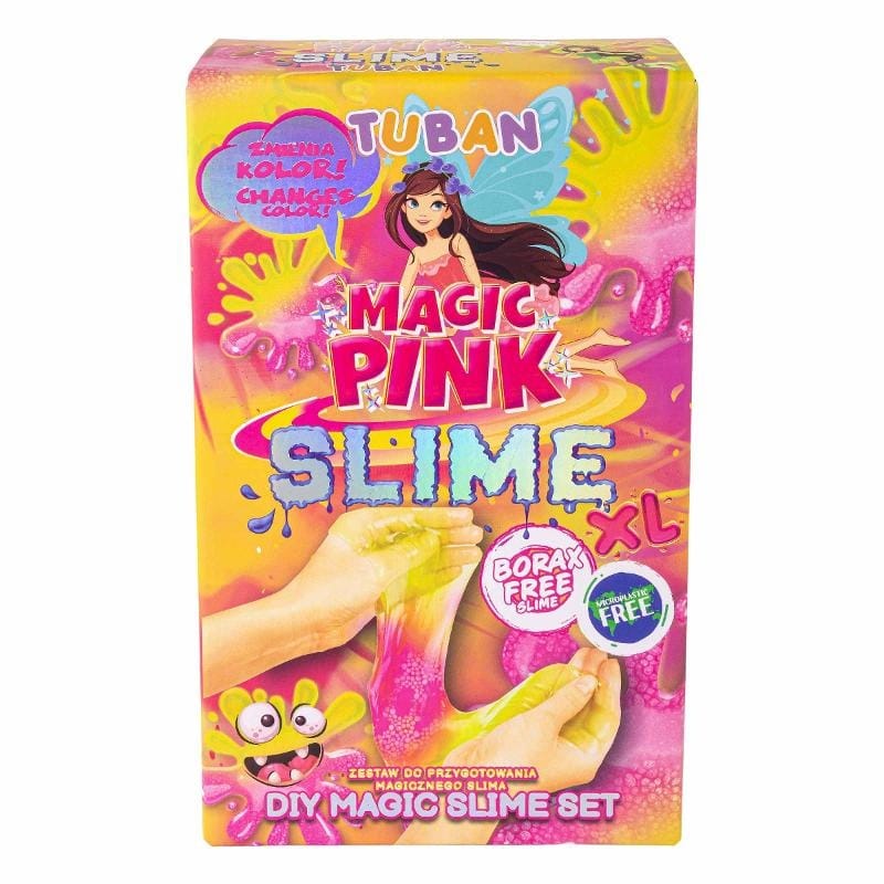 Пластилин Tuban slime, сделай сам, magic pink, желтый, розовый, флуоресцентный, 16,5 x 26,5 x 7 см