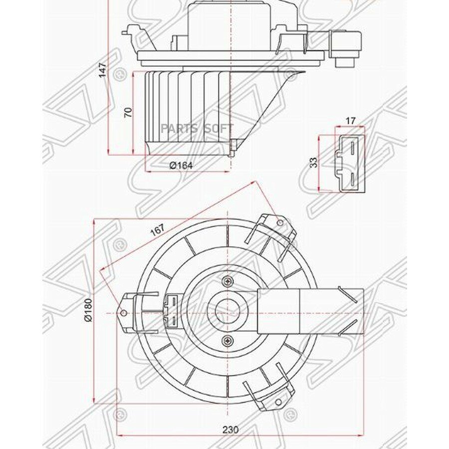 Мотор отопителя салона (Левый руль) Ford Mondeo 14-19 / Toyota Land Cruiser Prado 02-09 от официального дистрибьютора, SAT, артикул ST8710335060
