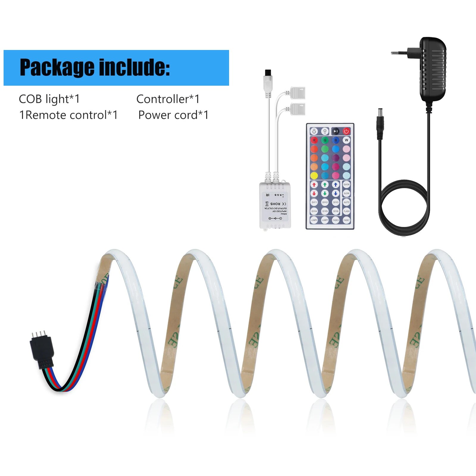 COB лента 576LED/м RGB EU Set DC 24V 3m
