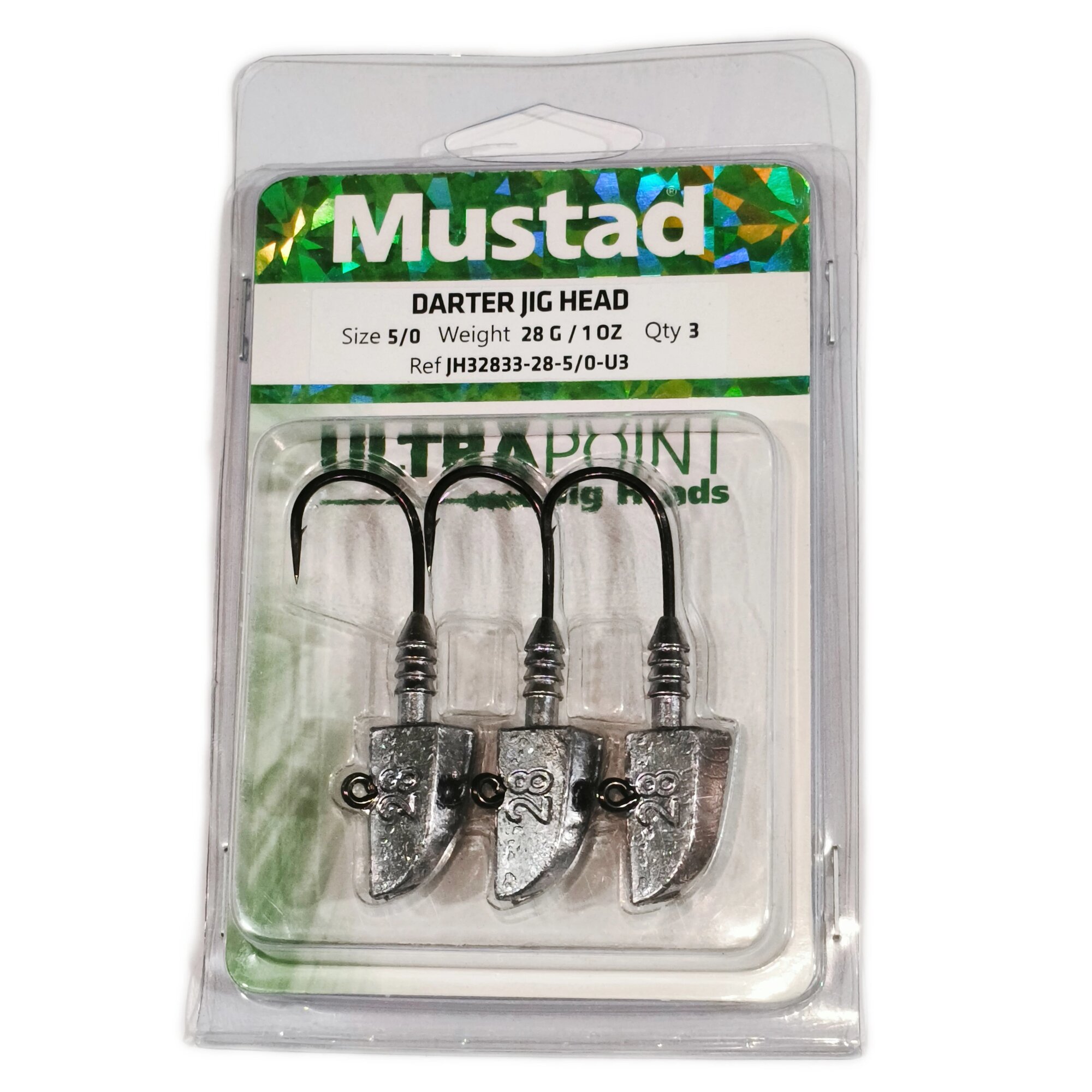 Mustad Battle Axe Lead Head Jig Hook 28g Single Hook 5/0 Size, 3 Pieces для крупной морской ловли
