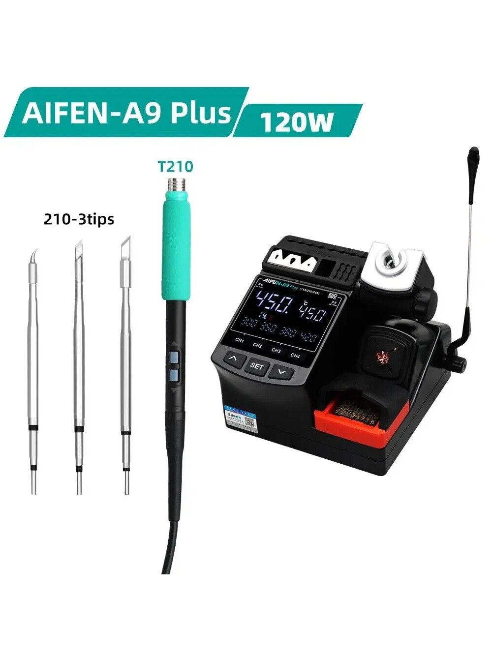 Паяльная станция AIFEN A9 Plus, совместимая с ручкой паяльного жала 210/245/115