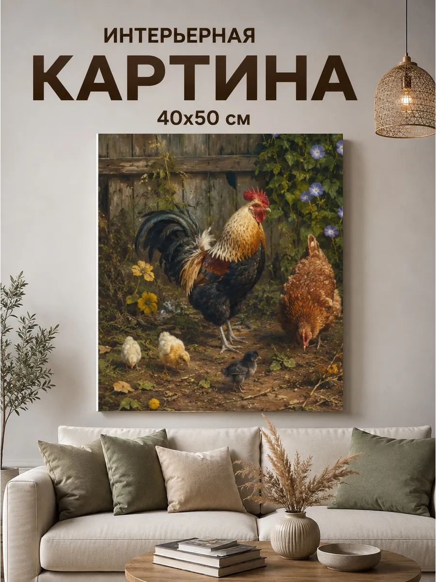 Картина на холсте интерьерная 40x50 Утренний дворик