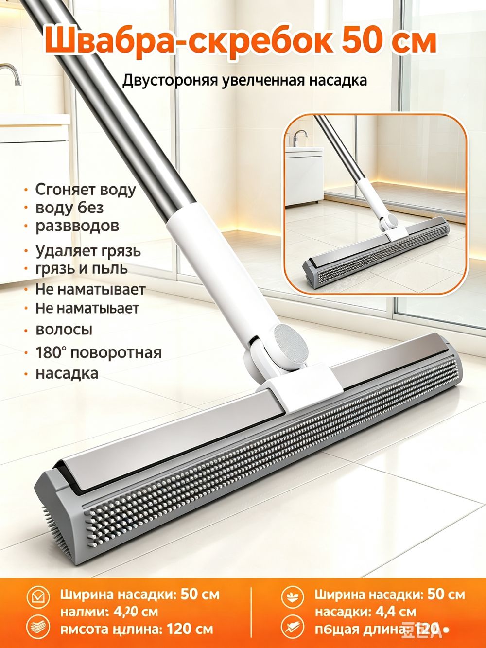 Швабра телескопическая ручка 120 см abs пластик шоколадный