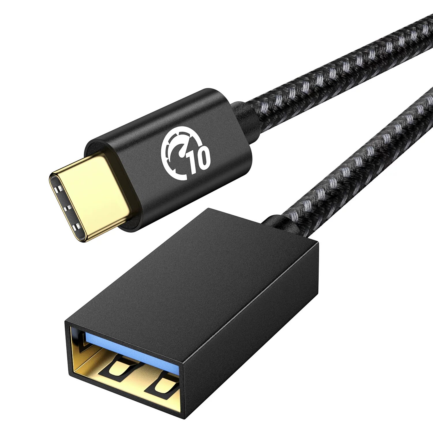 Золотое покрытие USB-C к USB 3.0 кабель с передачей 10Гбит/с и зарядкой 3А, прямой разъем, 0.3 м