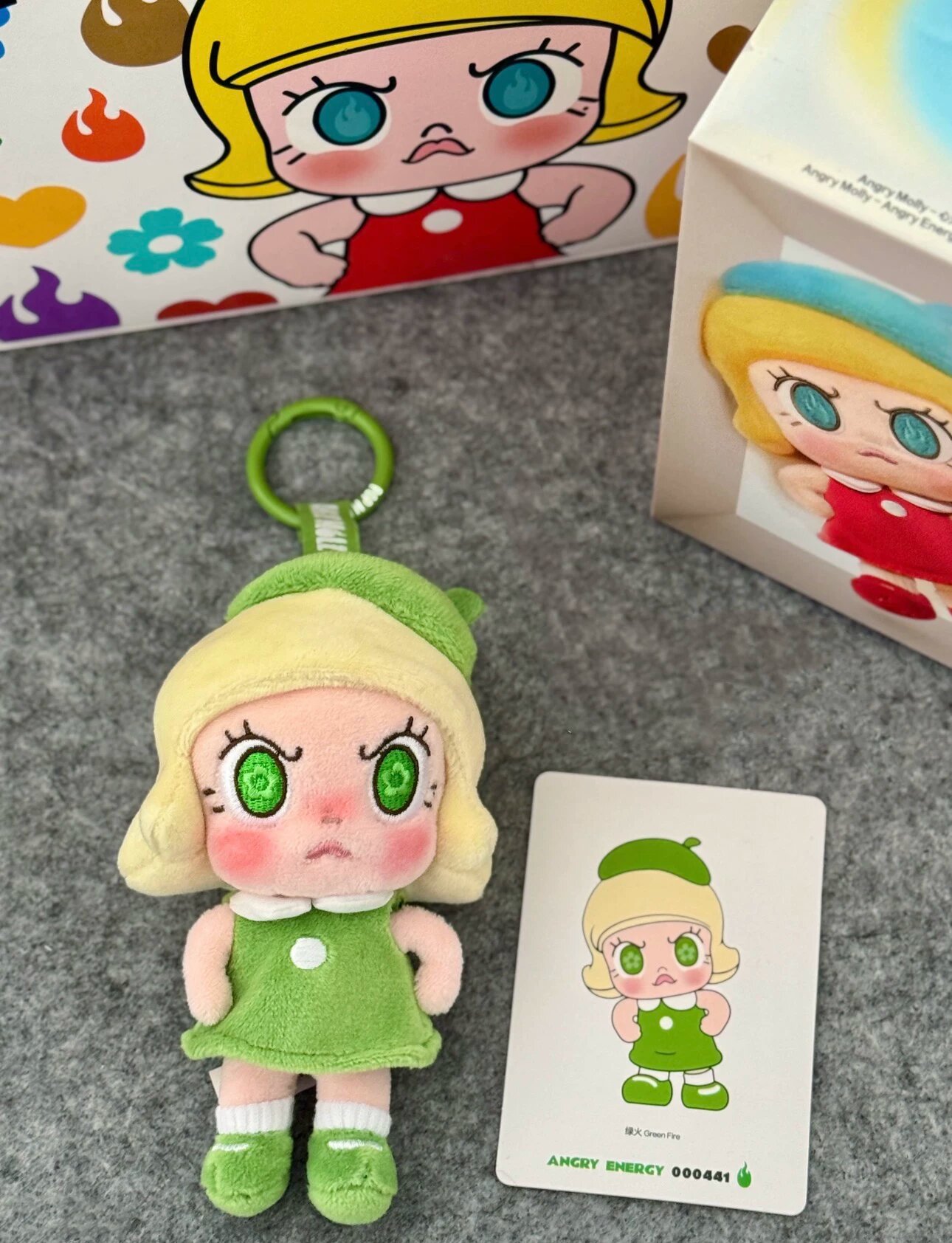 Angry Molly Heartfire Collection Greenfire Плюшевый брелок в слепом пакете - Новый неоткрытый