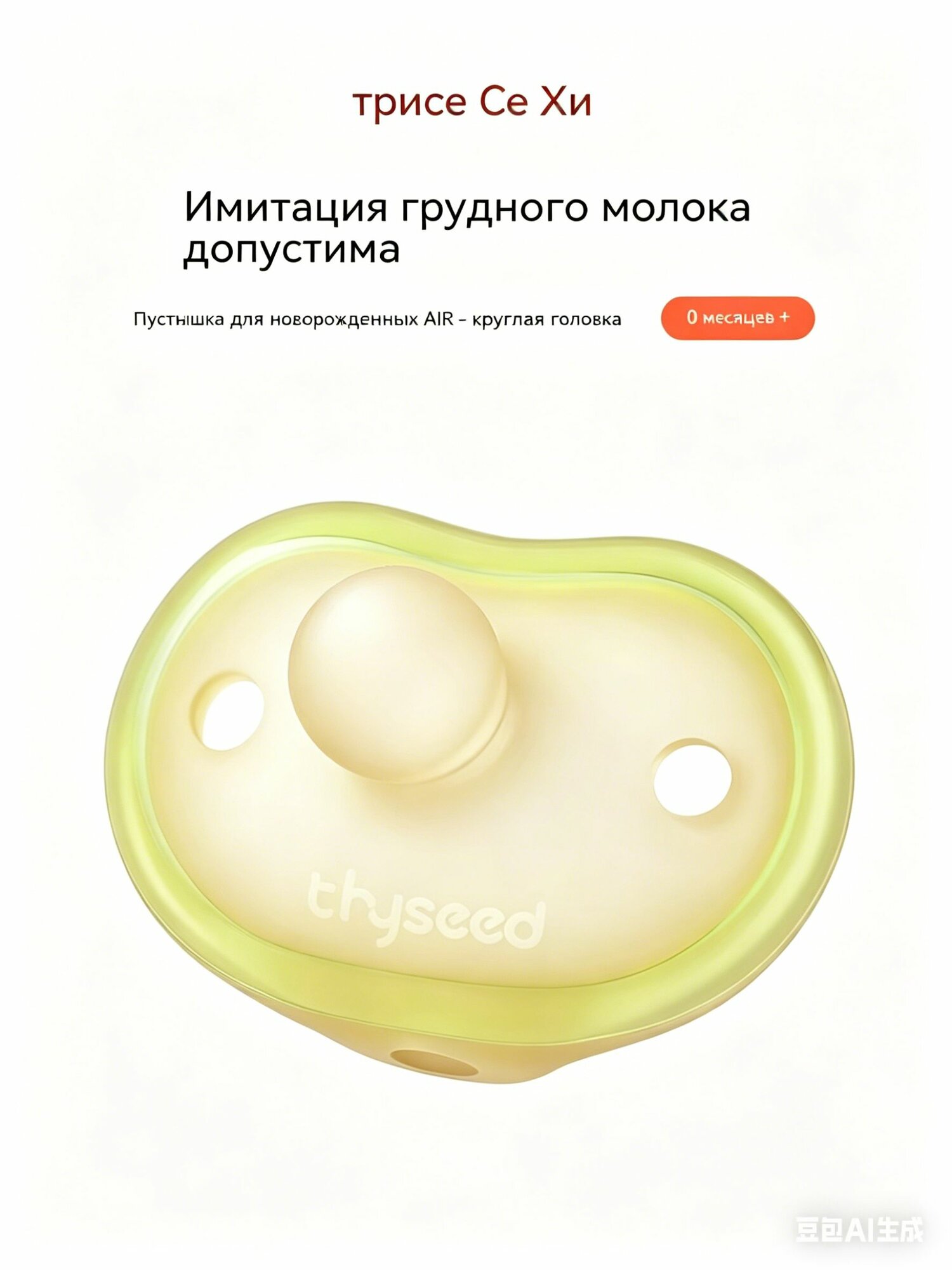 Пустышка из лёгкого и тонкого силикона, имитирующая материнскую грудь (модель AIP с круглым наконечником), для требовательных малышей от 0 до 6 месяцев, защита от колик.