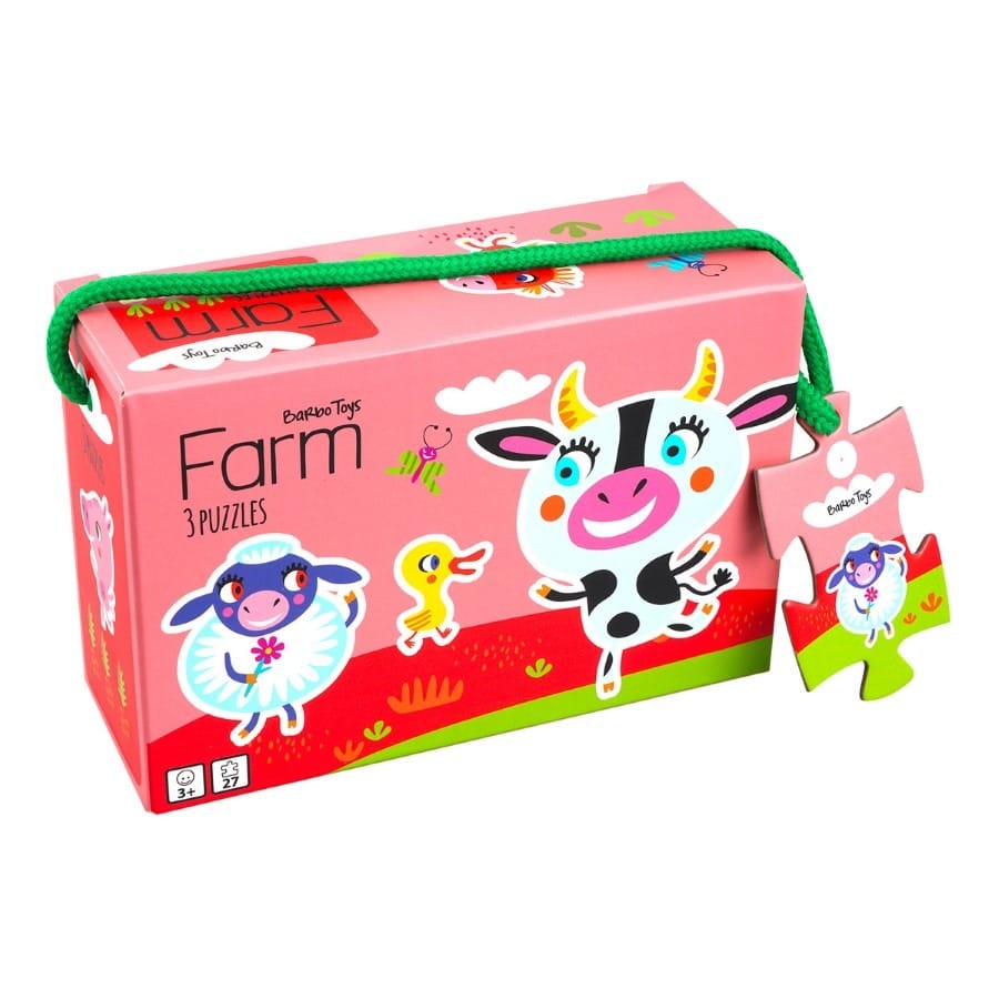 Пазл Barbo Toys Little Bright Ones Ферма, набор из 3 головоломок, 27 элементов