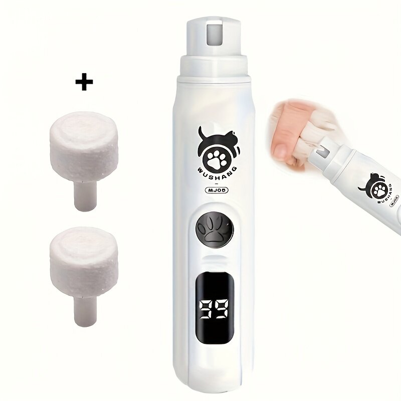 Шлифовщик когтей для животных аккумуляторный, 3 скорости, питание от USB, тип A + запасная насадка