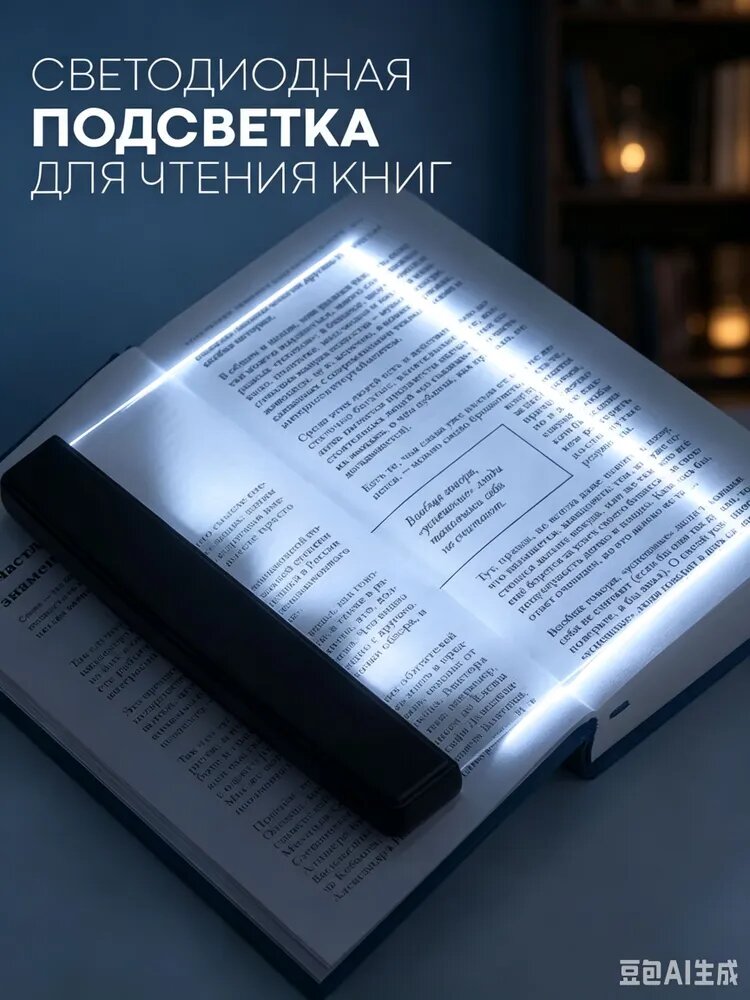 Светодиодная лампа-светильник для чтения книг в темноте (портативный фонарь планшет для страниц книг, журналов, комиксов), стильная LED рамка закладка с подсветкой 17 см х 11,5 см