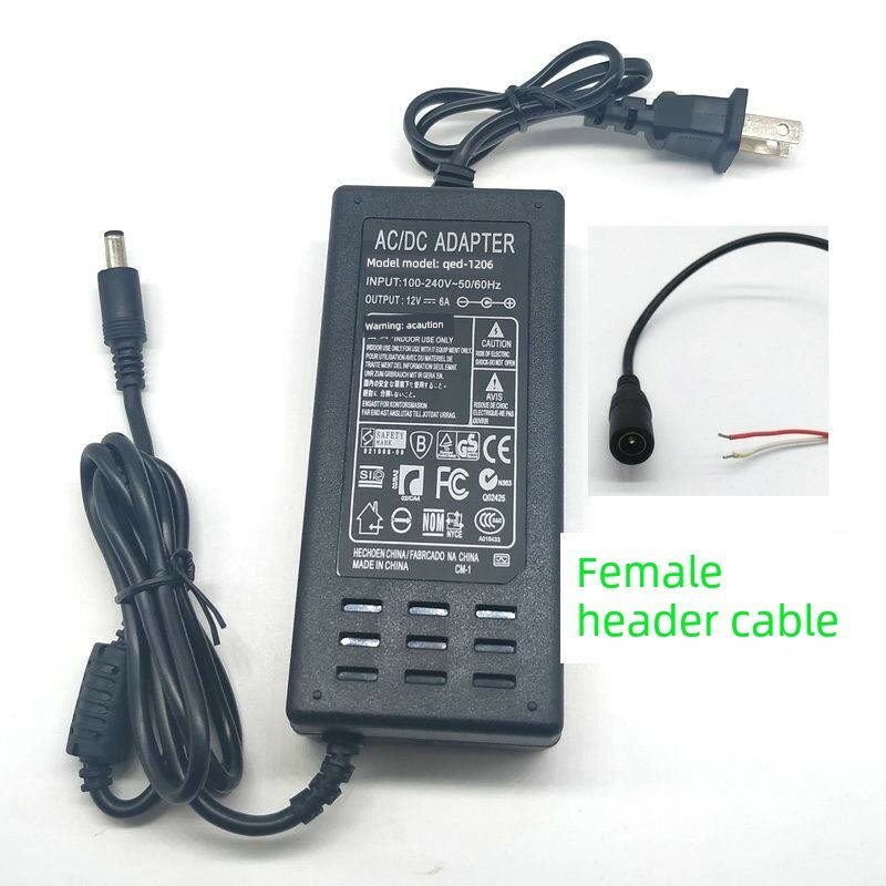 Адаптер питания 220В AC в 12В DC с USB Type A женским разъемом - 6А, подходит для бытовых приборов, пылесоса,