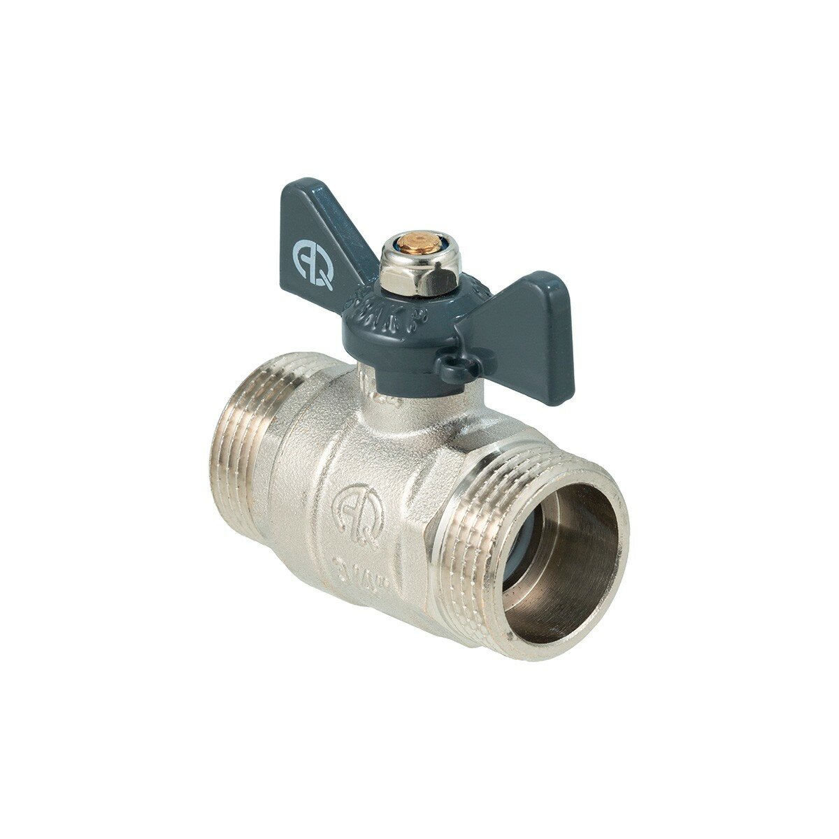 Кран шаровой латунный Aqualink, 3/4", ГОСТ, наружная/наружная резьба, бабочка