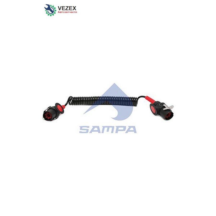 SAMPA 095165 кабель спиральный ABS! 5/5 полюсов, Lmax= 3500. пласт, с 2 штекерами 24V\