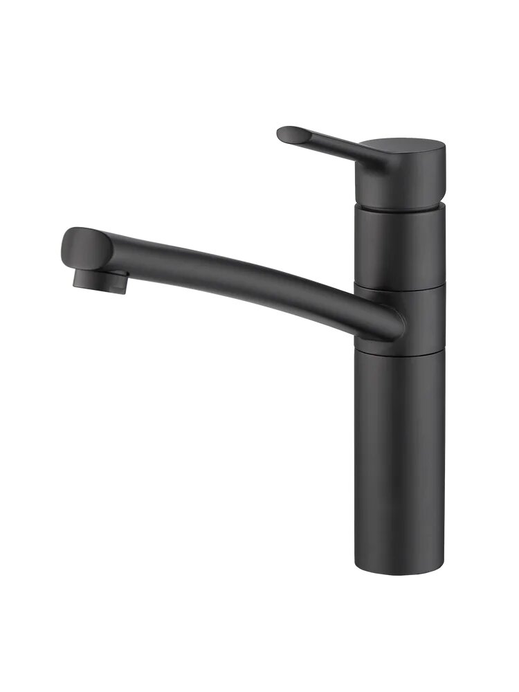 Смеситель для кухни Emar Quartz ЕС - 3011 black с поворотным изливом, черный, матовый, однорычажный, латунный, с керамическим картриджем