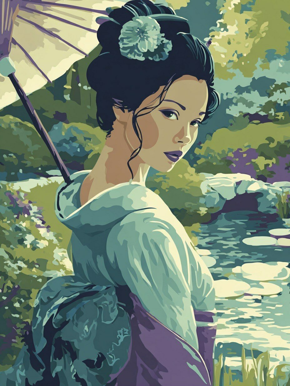 Картина по номерам, 40 x 50, гейша, Япония