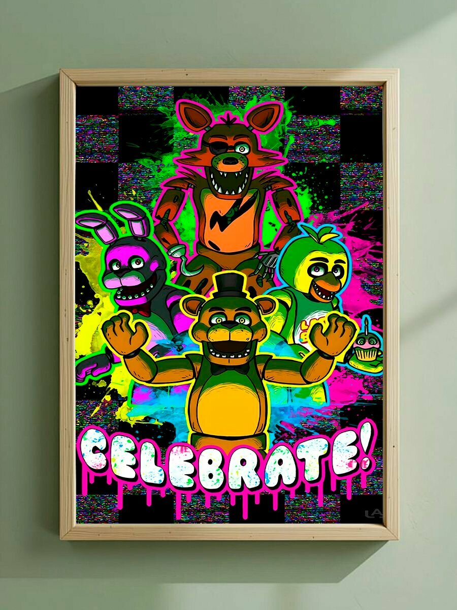 Постер, плакат на стену "Five Nights at Freddy's / Фнаф 5 " 42 см х 29,7 см (А3)