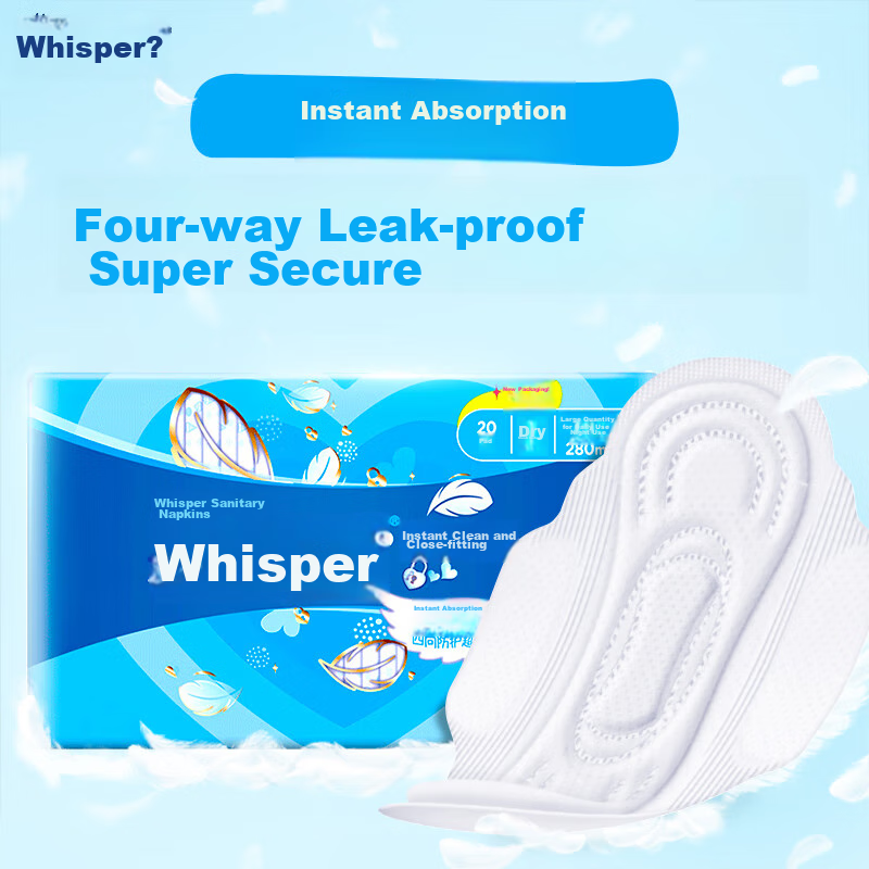 Whisper Extra Absorbent Day/Night Sanitary Pads 280*20 (Dry Mesh Surface, Quick Absorption, Ultra-Thin Breathable)