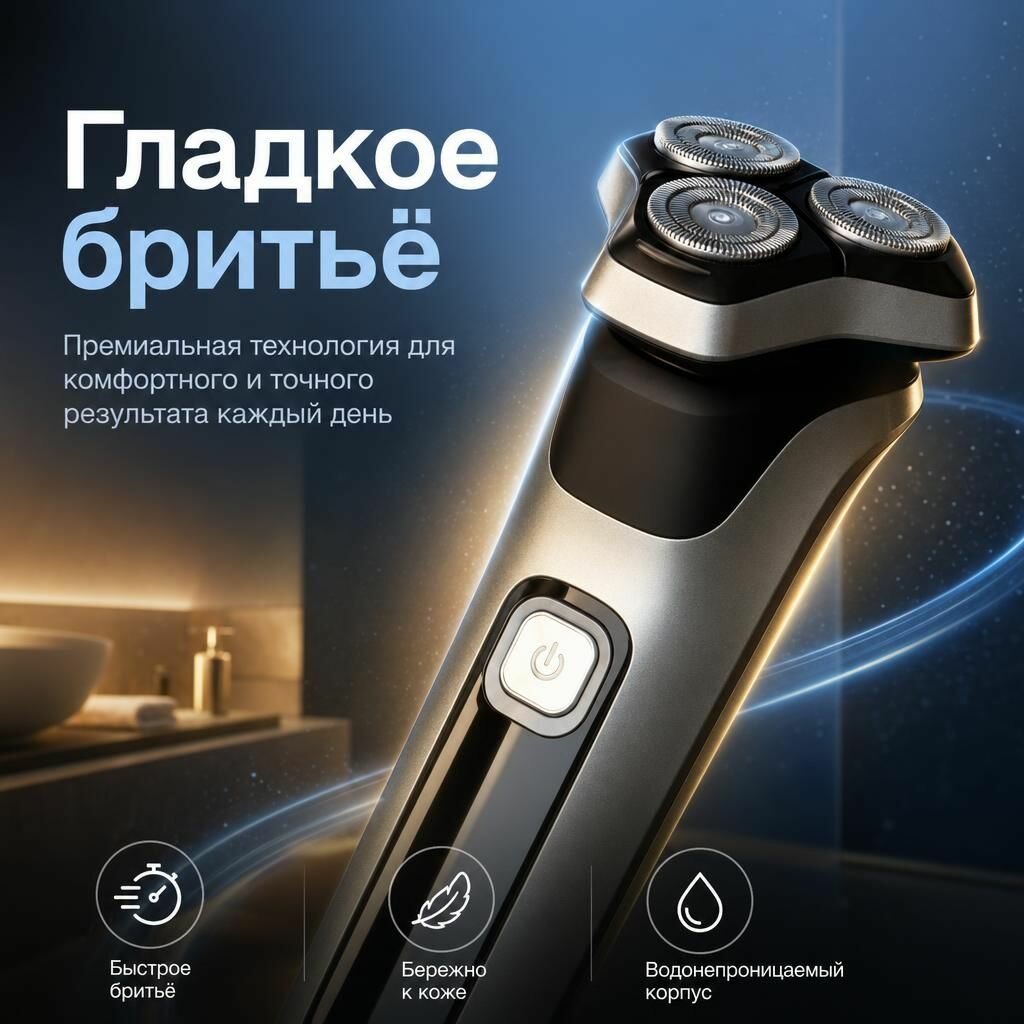 Электробритва мужская/ Бритва для мужчин электрическая / с выдвижным триммером/мощная