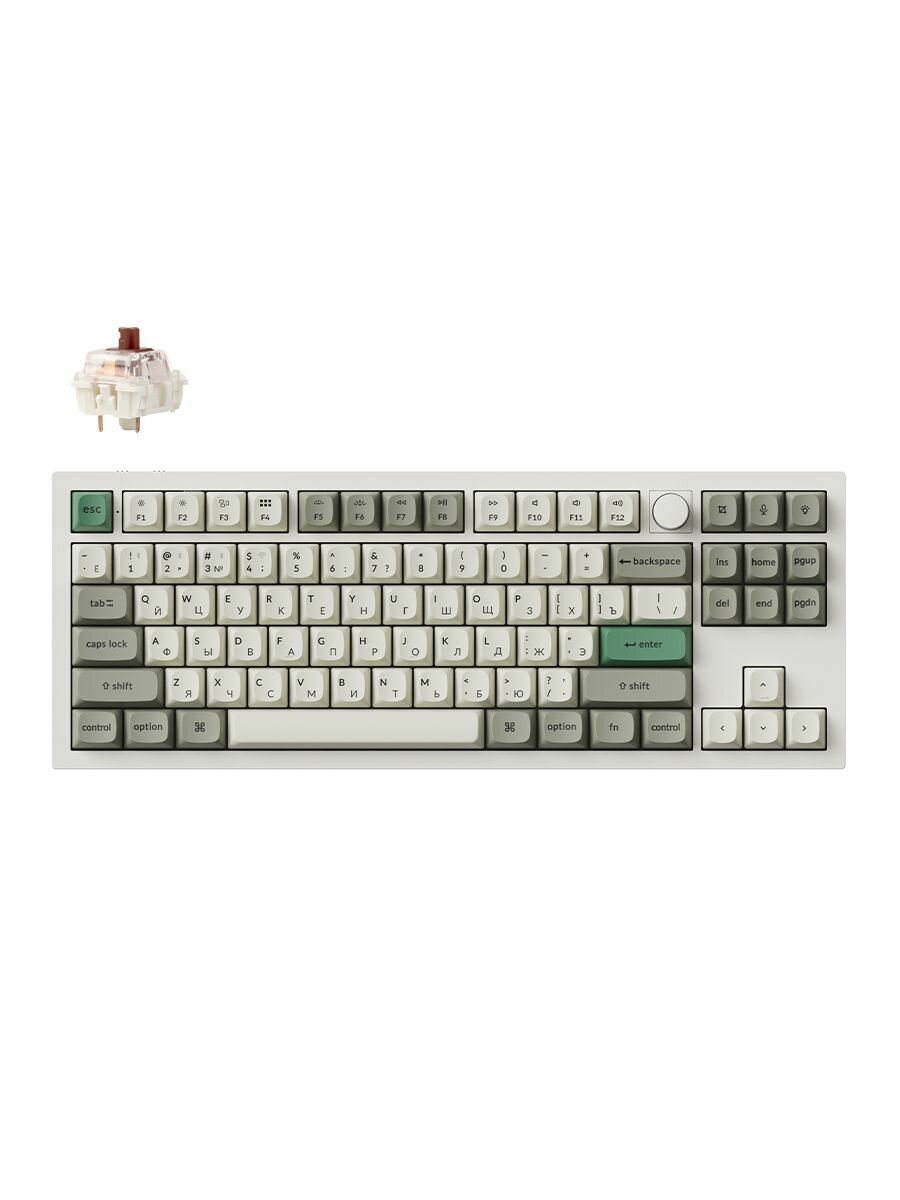 Беспроводная механическая клавиатура Keychron Q3 Max (80%) цвет Sheel White, Английская раскладка, RGB, Hot Swap, кейкапы без подсветки, тактильные переключатели (Gateron Jupiter Brown)
