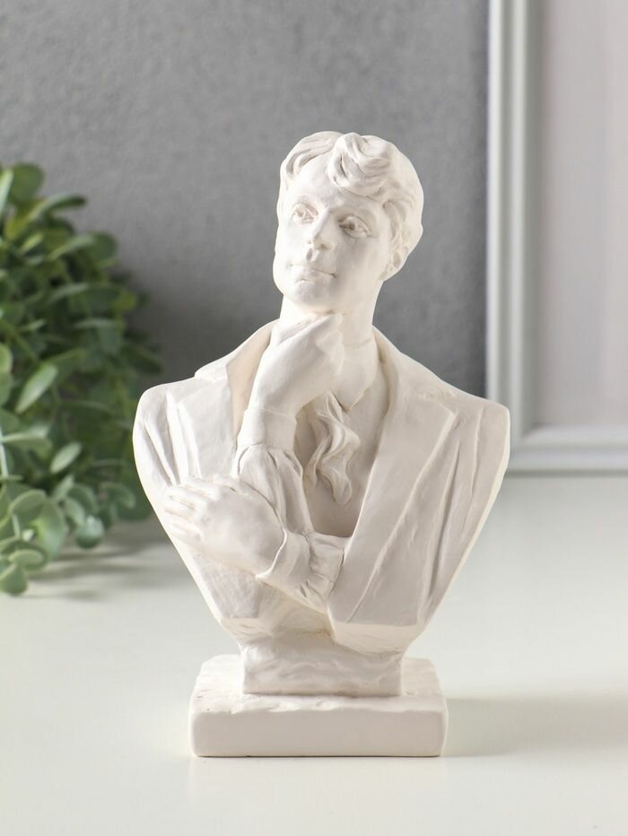 Бюст Есенин , фигурка гипс, 16 см, белый