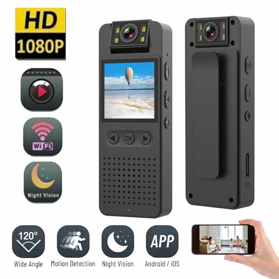 Экшн-камера Wi-Fi, Спортивная мини-видеокамера Full HD 1080P и ЖК-экраном