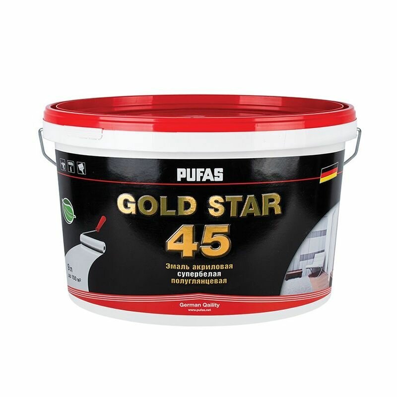 Пуфас GOLD STAR 45 Эмаль акриловая супербелая полуглянц. мороз. (9л-11,9кг)