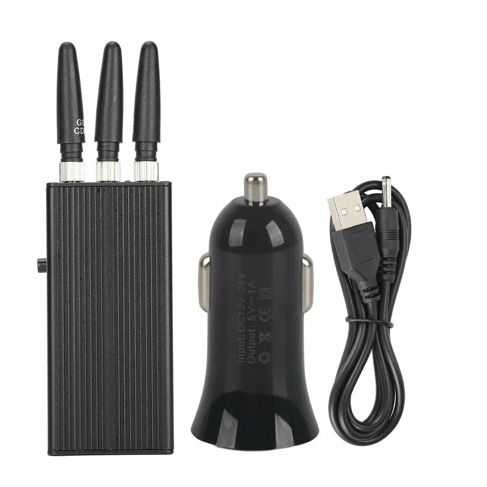 Портативный глушитель GPS, GSM, CDMA, Beidou, 3 антенны, автомобильное зарядное устройство, широкий радиус действия, компактный размер