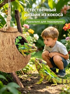 Кокосовый домик Ящерица (1 комплект)