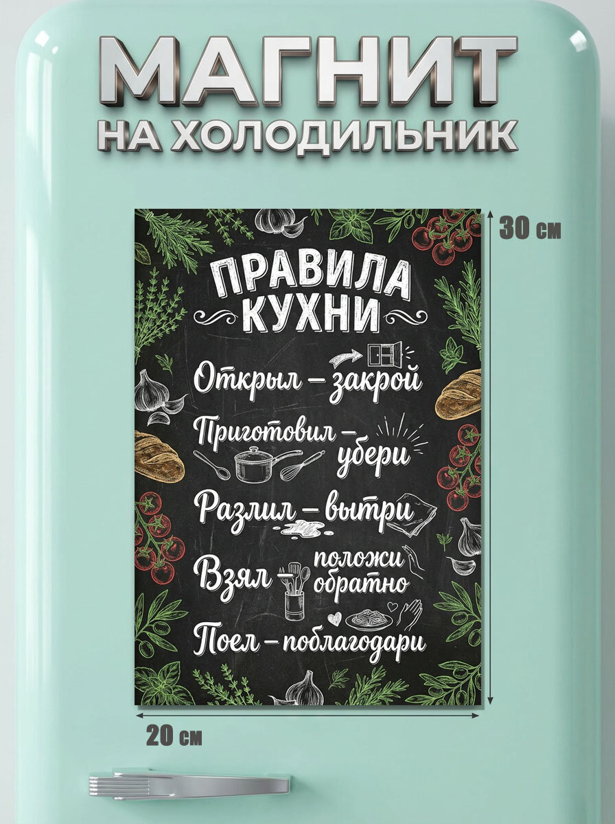 Магнит на холодильник "Правила кухни"