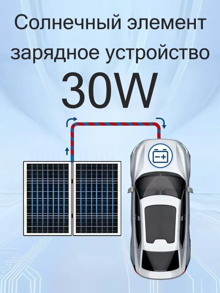 Умное портативное солнечное автомобильное зарядное устройство, подходящее для автомобилей, мотоциклов, кораблей, снегоходов, оборудования для накопления энергии.30W
