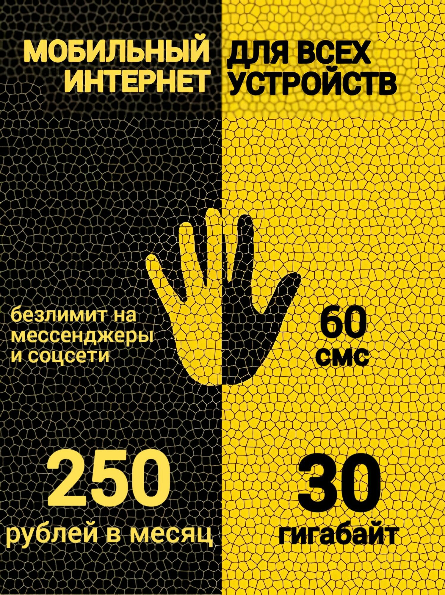 Сим-карта Билайн для любого устройства 30 ГБ, 60 смс, 250 руб/мес, безлимит на соцсети и мессенджеры. Самостоятельная регистрация.