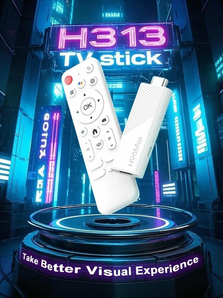 TV Stick H96 MAX H313 Android 14: 4K@60fps Media Player, Wi-Fi 6, Bluetooth 5.0, 2GB+16GB. CD-проигрыватель