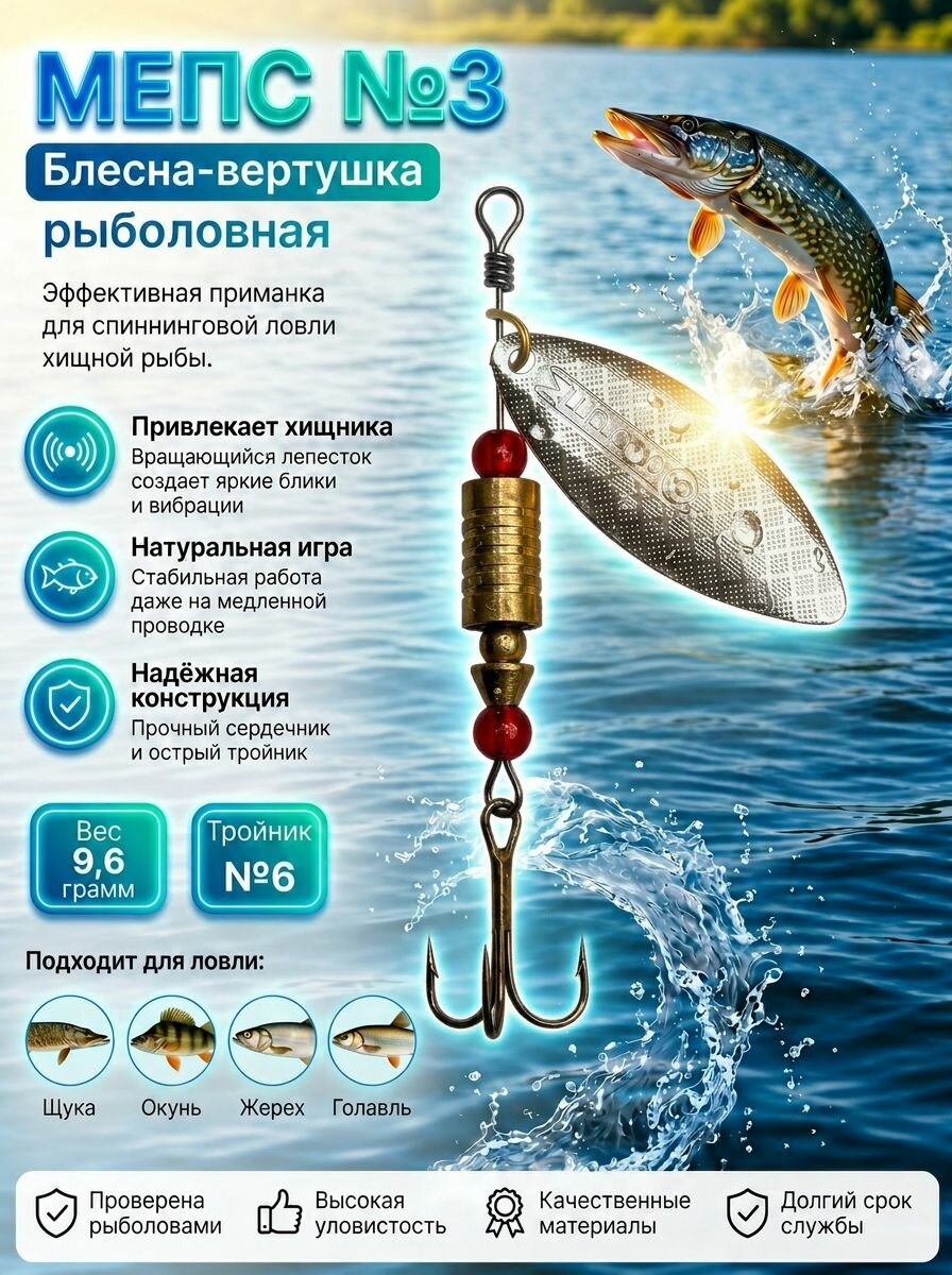 Блесна вращающаяся Mepps AGLIA LONG 3 / SILVER