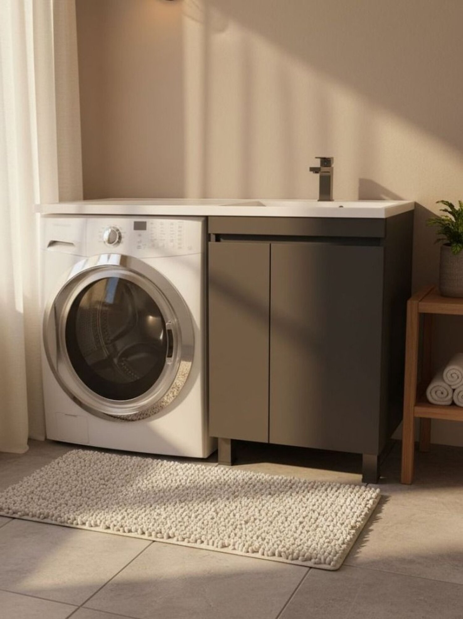 Тумба под стиральную машину напольная Uperwood Magenta 45х50х76,5 см, черная, с дверцами