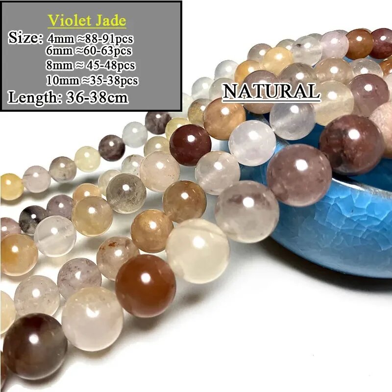 Бусины из натурального камня LUOMAN XIARI 10mm about 35-38pcs, violet jade