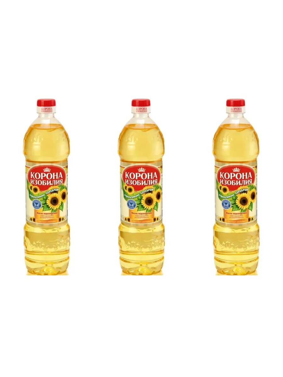 Корона Изобилия Масло подсолнечное рафинированное, 1 л, 3 шт.