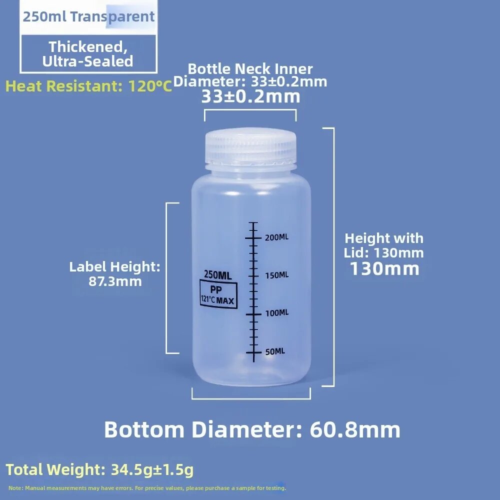 Пластиковая бутылка для реагентов 30-1000 мл 1PC 250ml