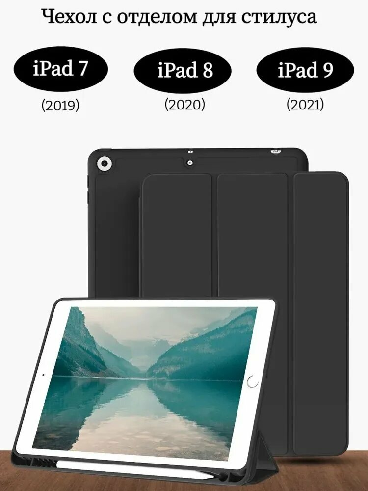 Чехол для iPad 7, 8, 9 (2019/2020/2021) с отcеком для стилуса