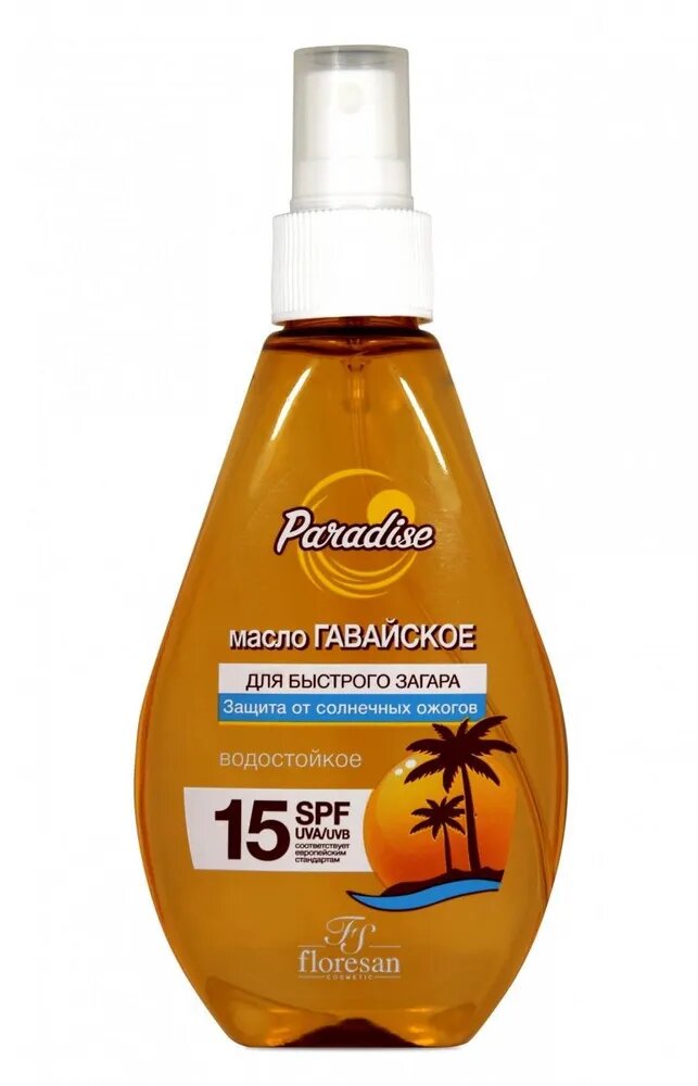 Floresan масло Гавайское для загара SPF 15, 160мл.