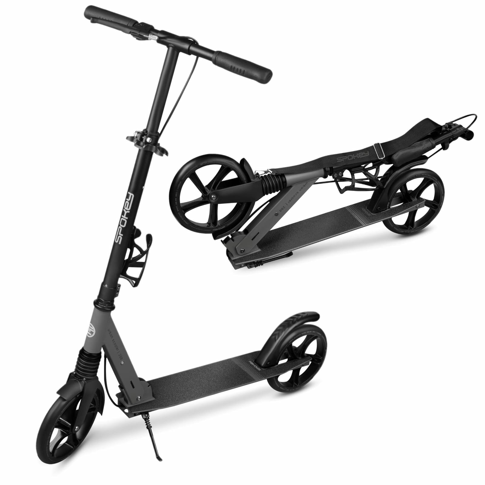 DECATHLON самокат Spokey City Flow Pro, черно-серый, 200 мм, 100 кг