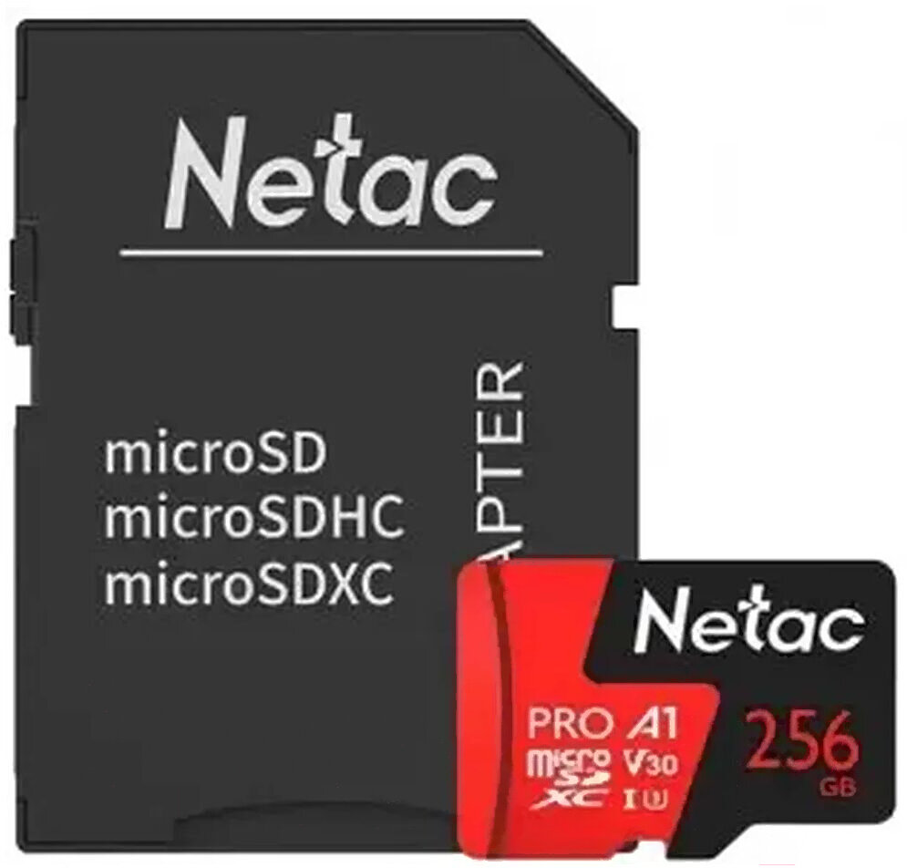 Флеш карта microSDXC 256GB Netac NT02P500PRO-256G-R P500 Extreme Pro + adapter