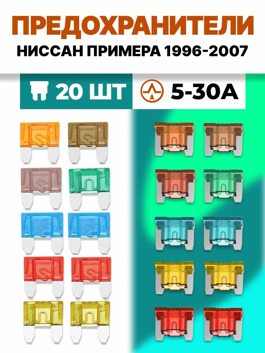 Предохранители Ниссан Примера набор Мини+Микро 20 шт / Nissan Primera