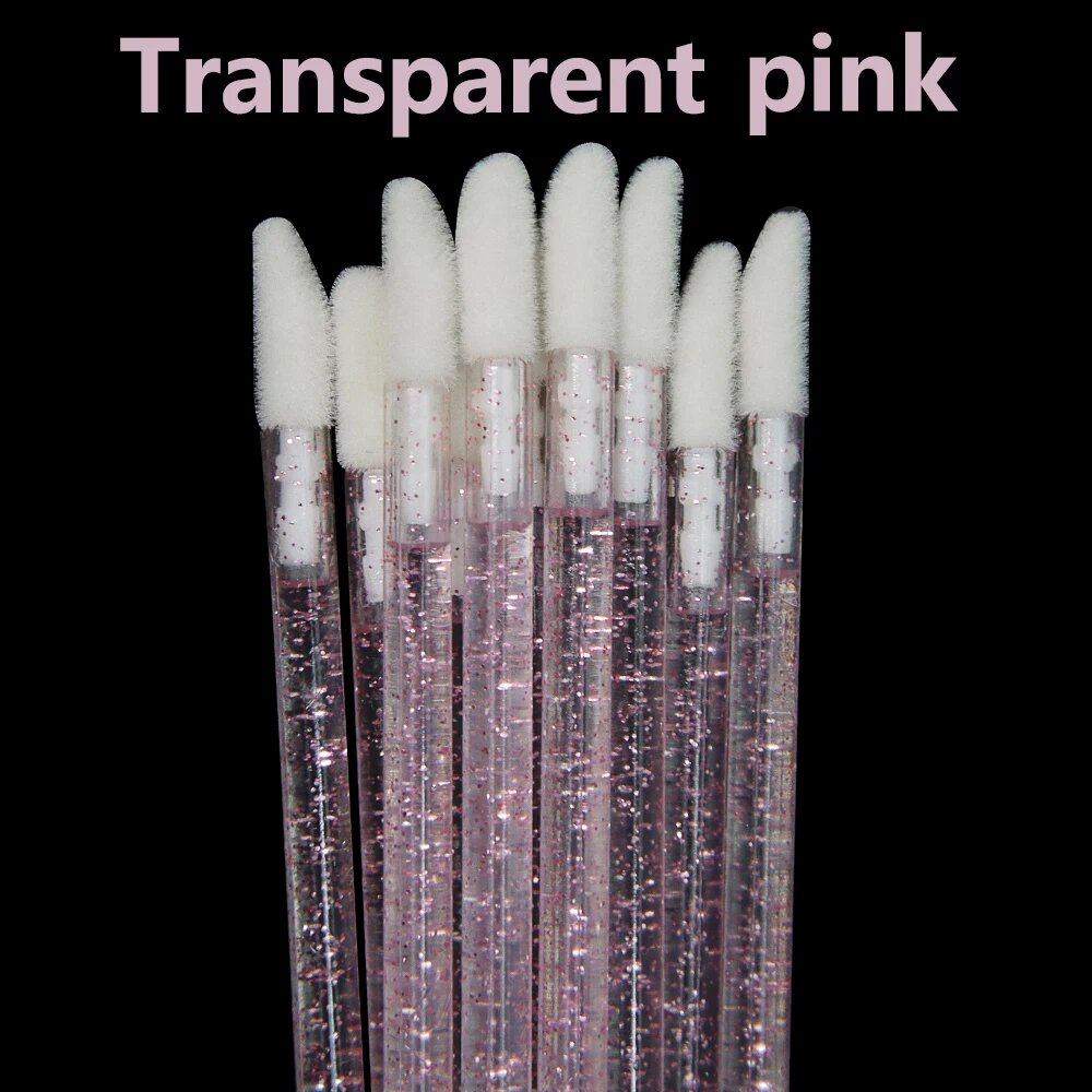 Одноразовые кисти для губ, ручка Transparent Pink, 50 шт.