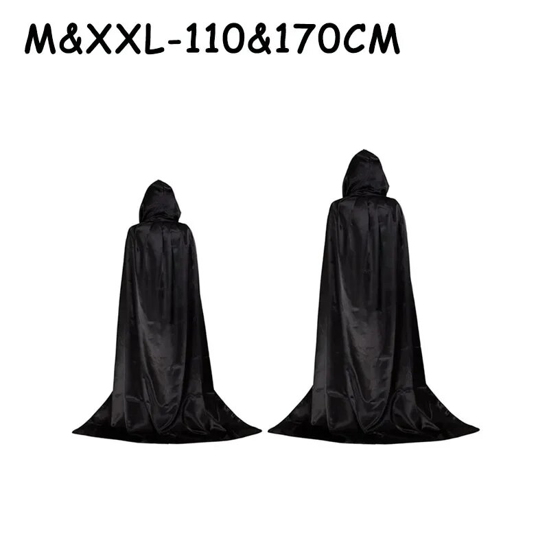 Черный плащ ведьмы Черный, M-XXL-2PCS