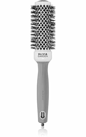Расческа Olivia Garden Expert Shine Wavy Bristles White&Grey, диаметр 35 мм, белый, серый