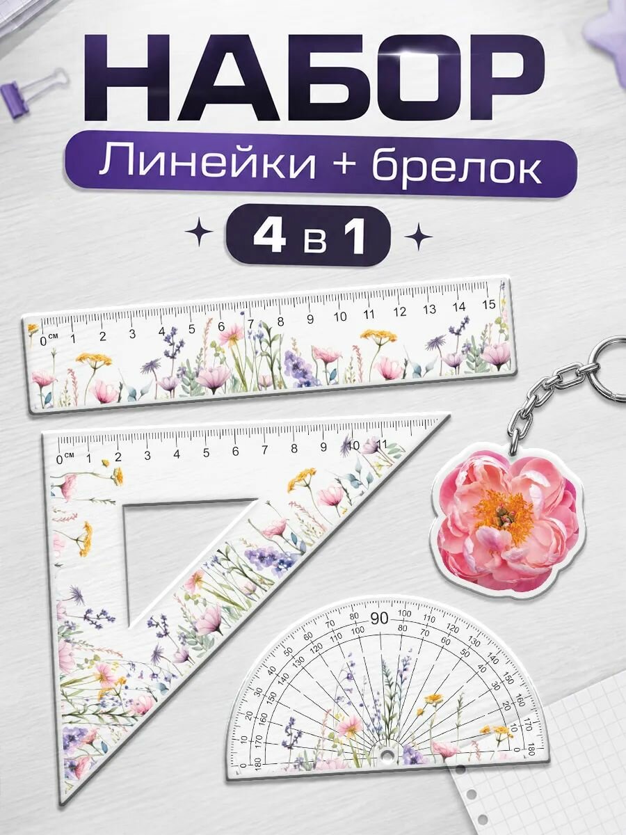 Набор линеек для школьника цветы