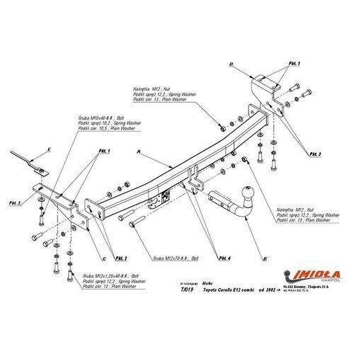 Фаркоп TOYOTA (RAV-4 (incl. Hybrid)) IMIOLA t019