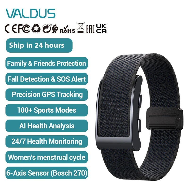 VALDUS VIGOR GPS умный браслет Черный, Black